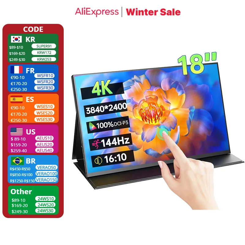 18-Inch-4K-UHD-144Hz-Touchscreen-Portable-Monitor-100-DCI-P3-HDR-1MS ...