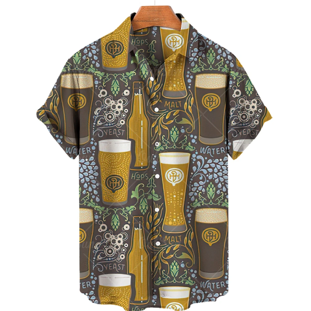 Hawaiian Shirts Man Vintage | Vintage Beer Shirt Style | Beer Short ...