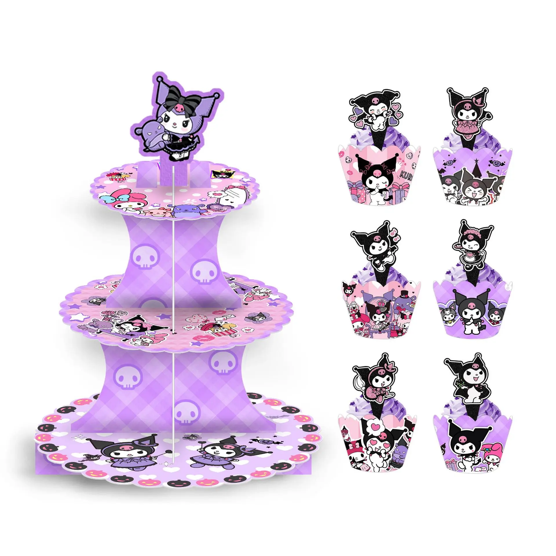 Kuromi-Birthday-Party-Cake-Rack-Paper-Dessert-Table-Paper-Cupcake ...