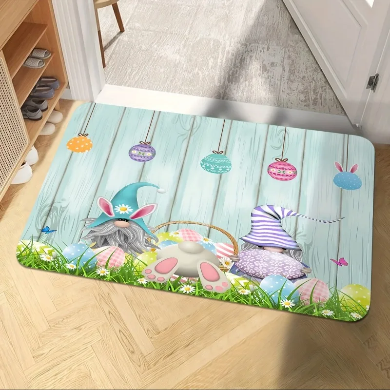 1pc-Easter-Rug-Easter-Egg-Bunny-Teal-Green-Wood-Grain-Pattern-Carpet ...