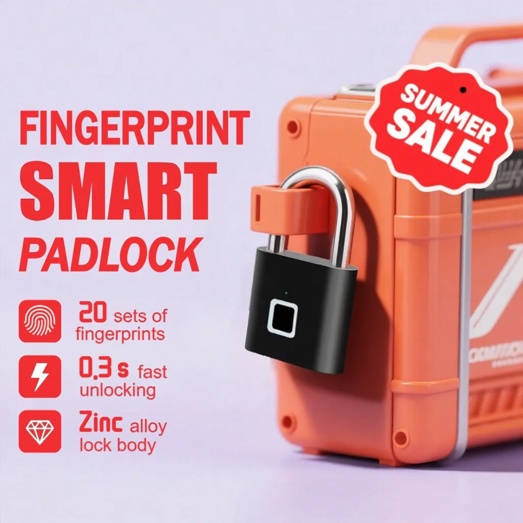 Smart Fingerprint Padlock "0.3 s" fast unlocking Waterproof Zinc Alloy ...