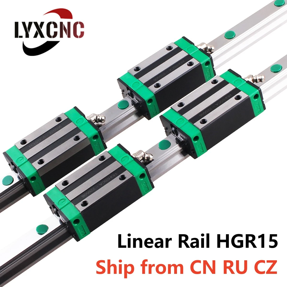 2pcs HGR15 linear guide rail 100-800mm 4pcs linear block carriage HGH15CA /flang HGW15CC HGH15 ...