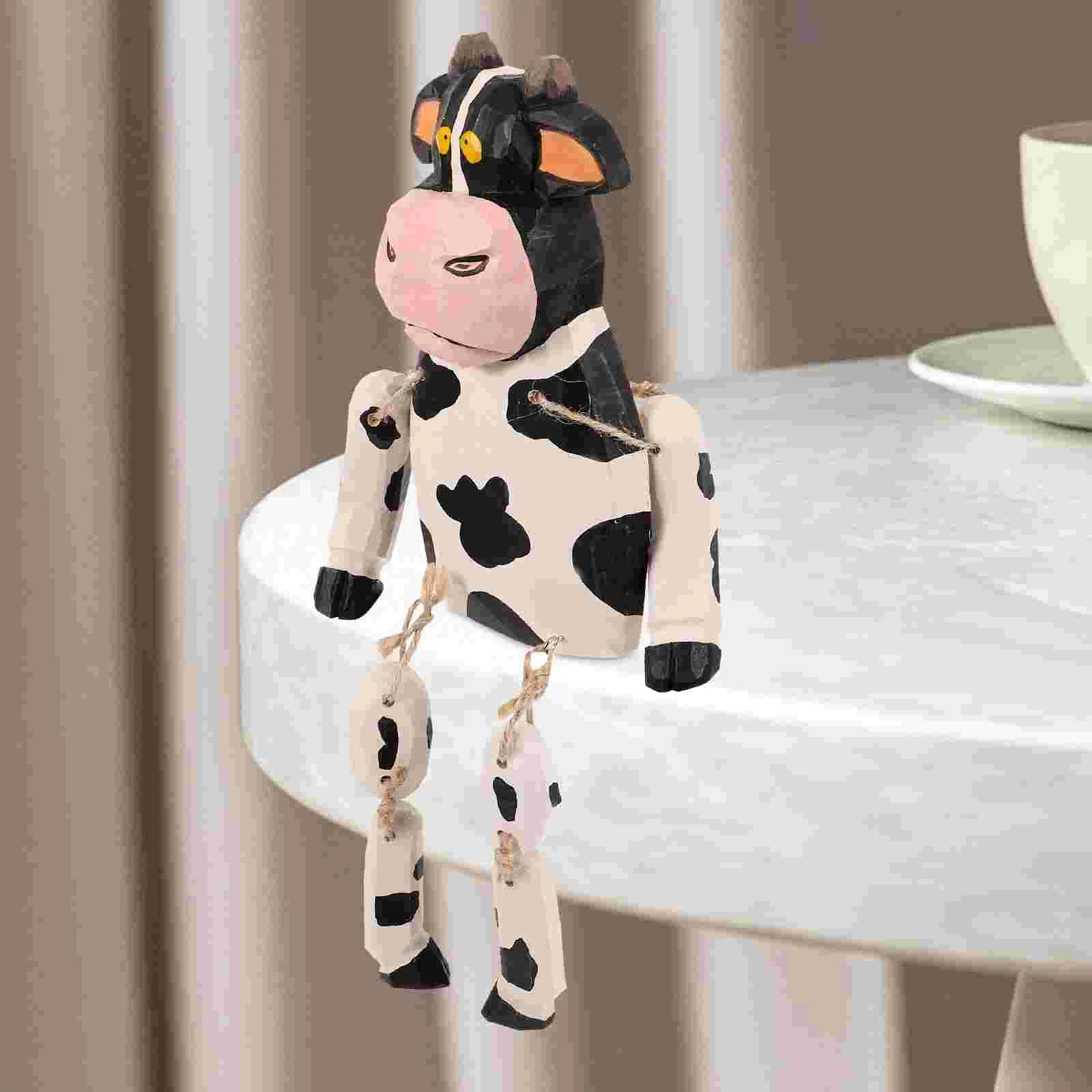 Wooden-Cow-Figurine-Long-Legs-Cow-Statues-Figurines-Home-Decor-Handmade ...