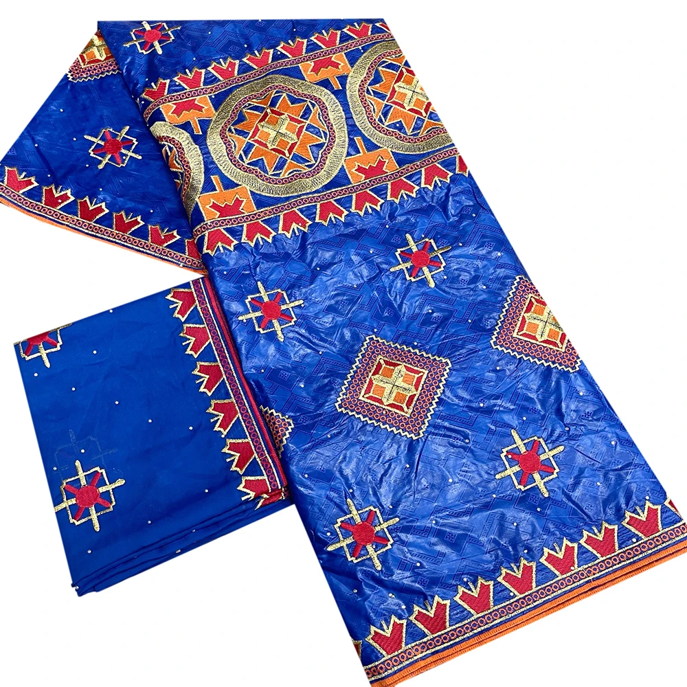 High-Quality-Blue-African-Bazin-Riche-Fabric-With-Scarf-African-Lace ...