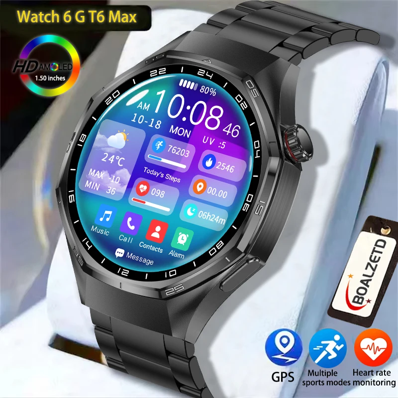 2025 Men Watch G T6 Max 1.50 inch AMOLED HD Screen BT Call GPS track ...