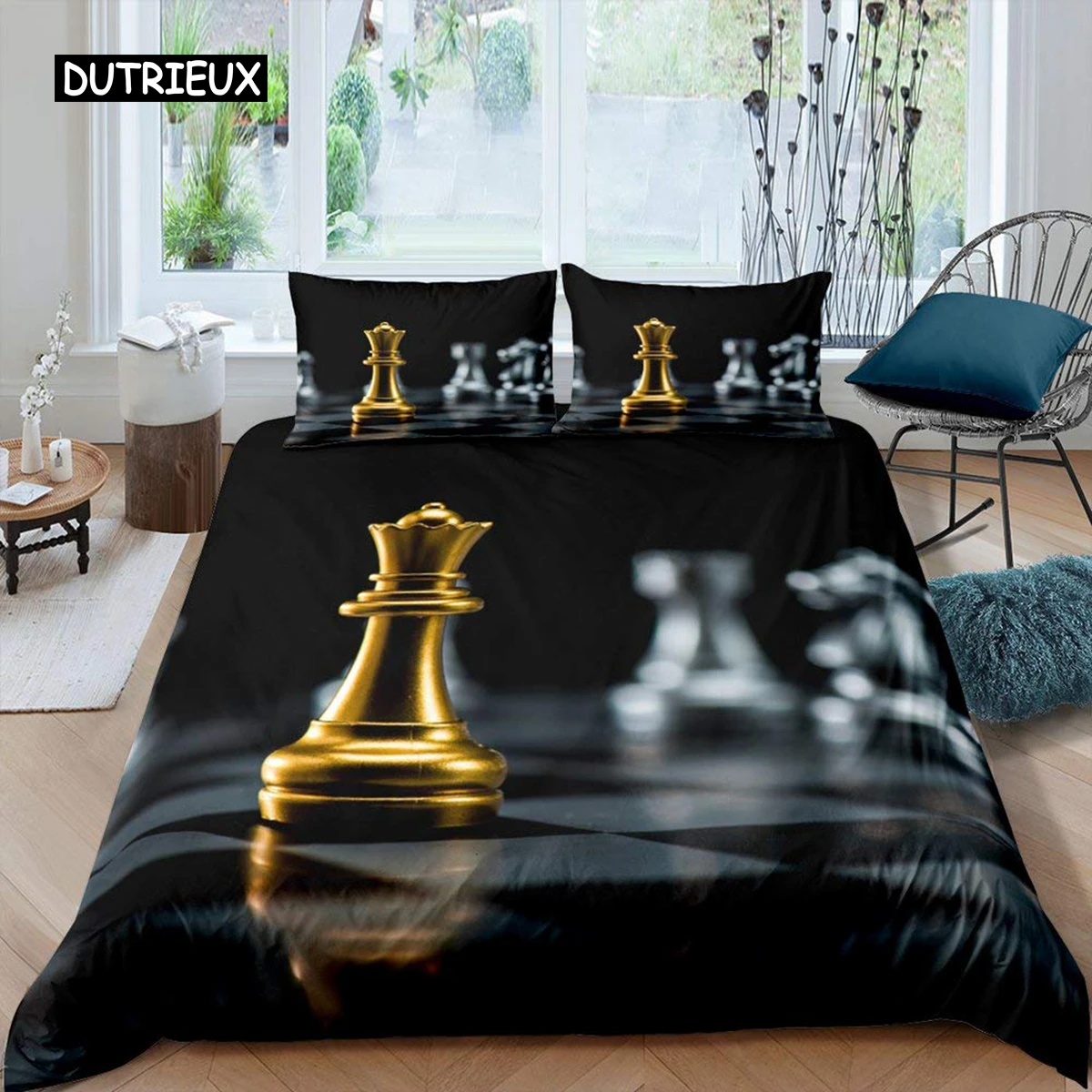 International-Chess-Duvet-Cover-Set-Queen-Size-Chess-Lovers-Bedding-Set ...