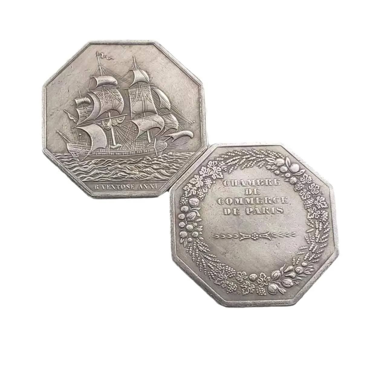 France-Octagonal-Shape-Silver-Coins-Medal-Album-Collectibles-Coin-Lucky ...