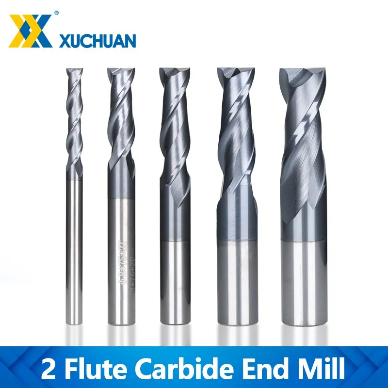 1-18mm-Milling-Cutter-2-Flute-HRC-45-Tungsten-Carbide-End-Mill-CNC ...