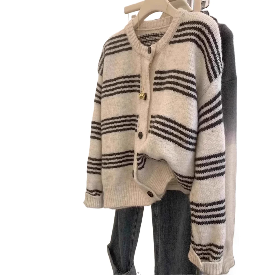 Striped Knitted Sweater Women Spring Autumn New Soft Round Neck ...