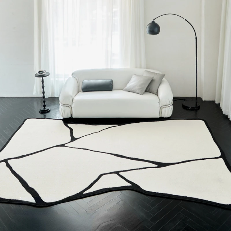 Modern-Luxury-Carpets-for-Living-Room-Fluffy-Soft-Plush-Rug-Black-White ...