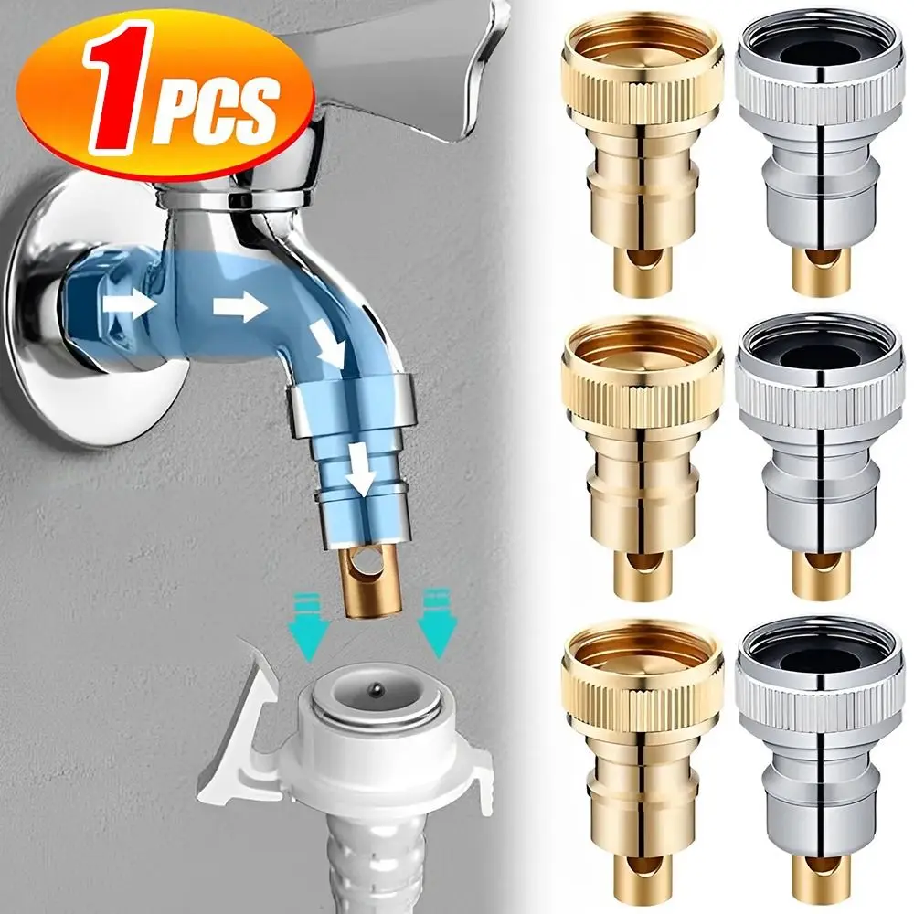 Brass-Water-Tube-Connector-Washing-Machine-Tap-Snap-Adaptor-Transfer ...
