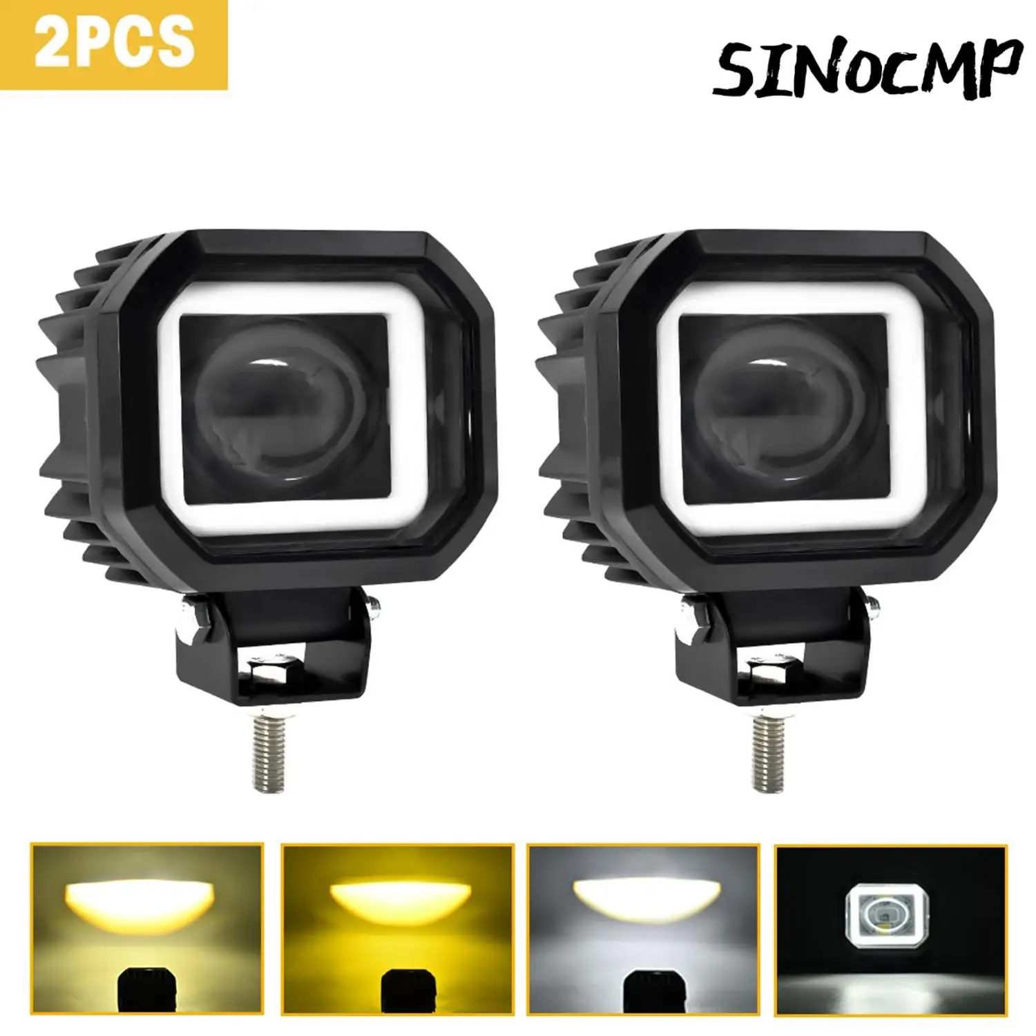 2 Pcs Motorcycle Spotlights Fisheye Lens White Light For Car Motorcycle ...