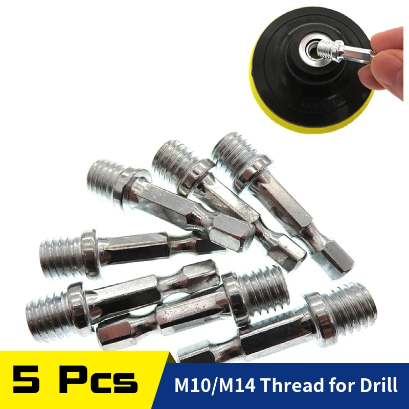 1-4-Hexagon-Connecting-Rod-Adapter-Drill-Chuck-Converter-M10-M14-Thread ...