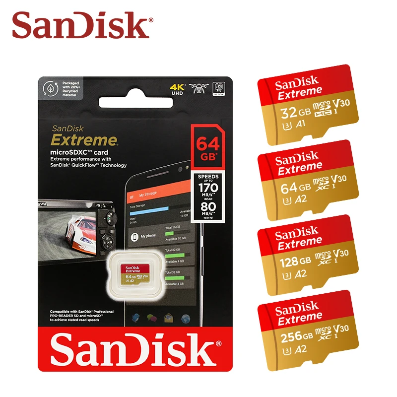 Sandisk-Scheda-Micro-SD-Originale-Extreme-A2-V30-U3-SDXC-Flash-32GB ...