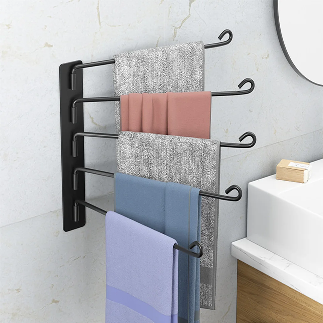 Towel-Rack-Bathroom-Punch-Free-Rotary-Towel-Bar-Multifunctional ...