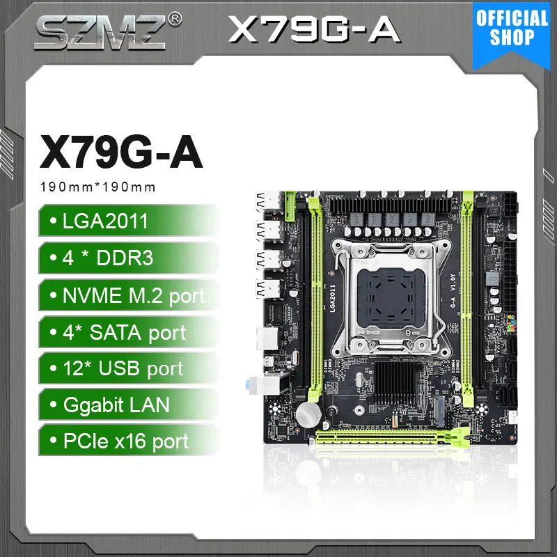 SZMZ X79G-A motherboard LGA 2011 placa base 2011 V1 V2 suporta 4 * DDR3 e NVME M.2 X79