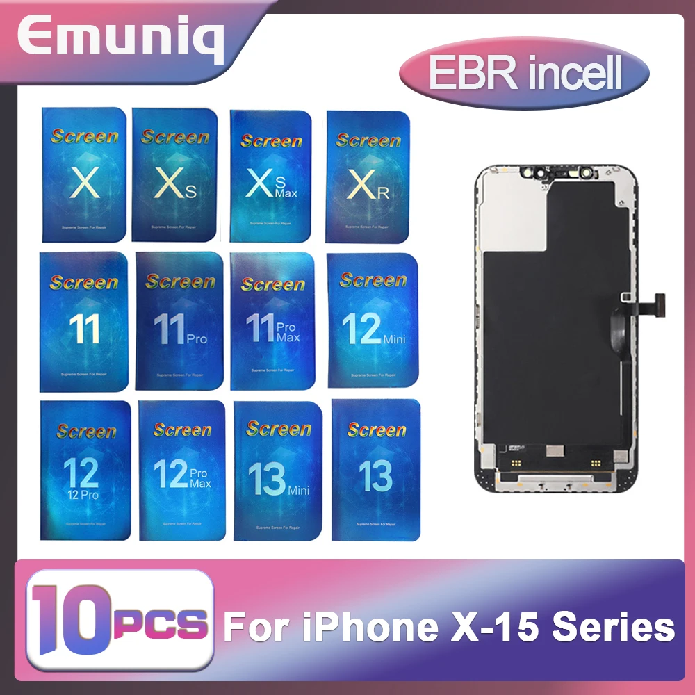 10 Pcs LCD Display EBR Incell for iPhone X XR XS Max 11 12 Mini 13 14 ...