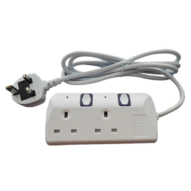 2 Way Extension Lead with Switches Portable White Power Accessory in ...