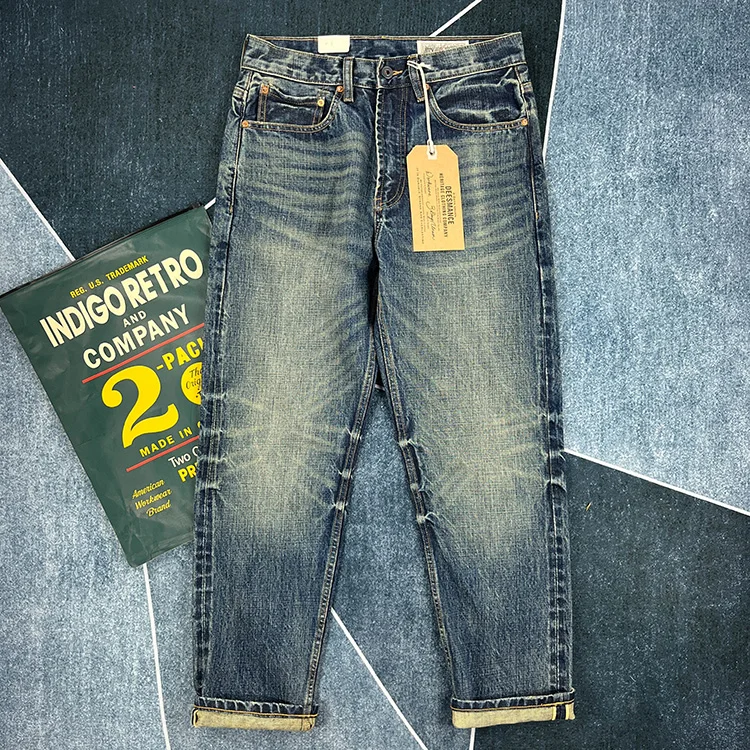 14oz-Heavyweight-Red-Selvedge-Denim-Jeans-for-Men-Heavy-Washed ...