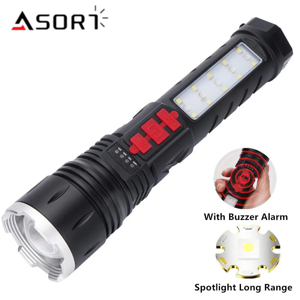 Flashlight-With-Buzzer-Alarm-Side-15-LED-Red-SOS-Light-Handheld ...