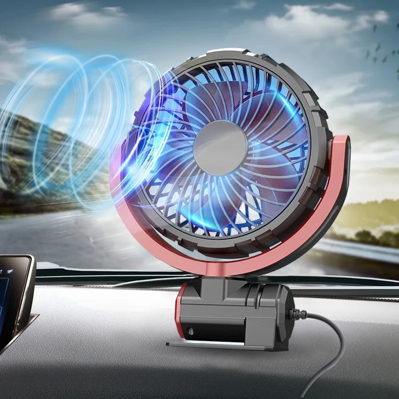 Universal-Mini-Car-Fan-Large-Wind-Three-Speed-Control-Brushless-360 ...