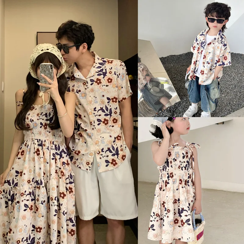 Resort-Couple-Look-Family-Matching-Clothes-Mom-Daughter-Floral-Smock ...