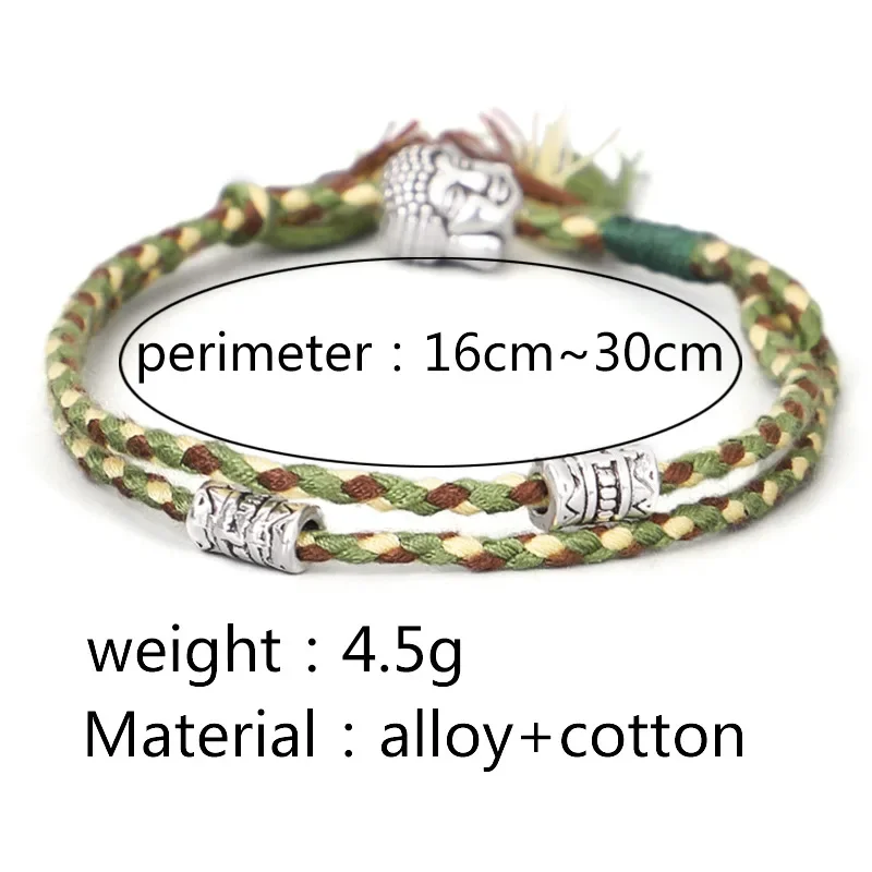Tibetan Buddha Head Amulet Thread Woven Rope Bracelets For Women Buddha ...