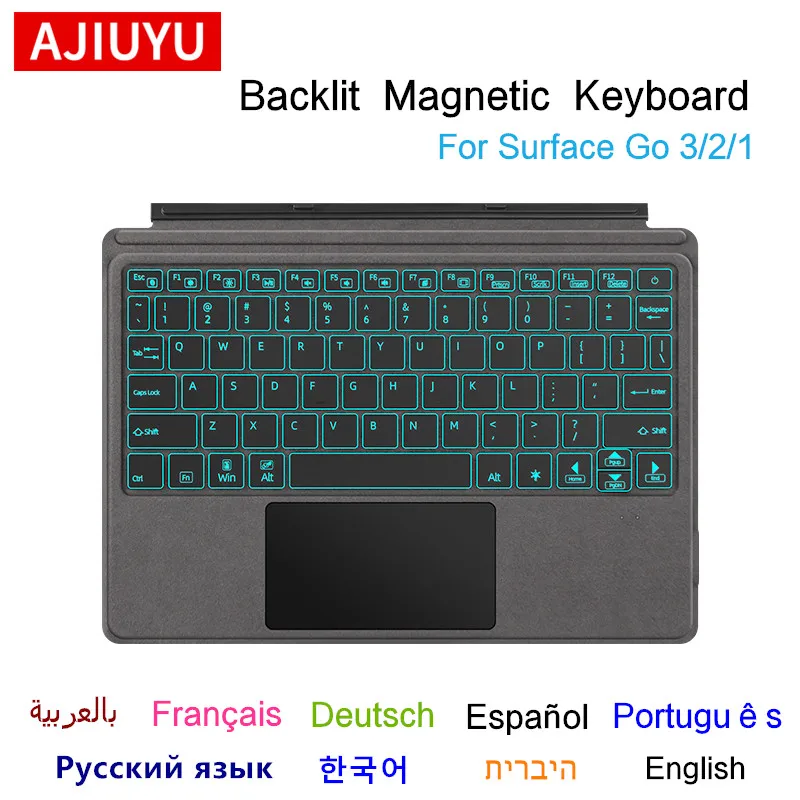 AJIUYU-Magnetic-Backlit-Keyboard-For-Microsoft-Surface-Go-3-1-2-Tablet ...
