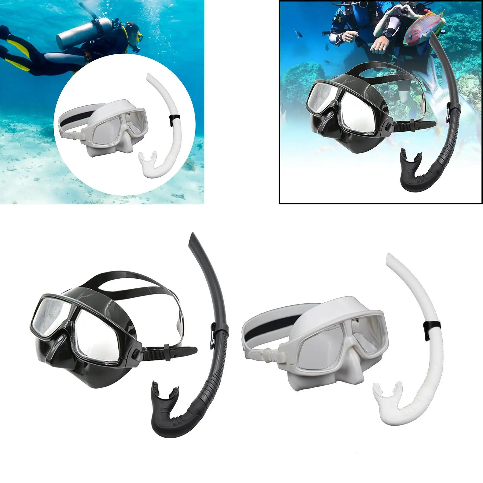 Snorkel-Set-with-Nose-Cover-Professional-Breathing-Snorkel-Scuba-Diving ...
