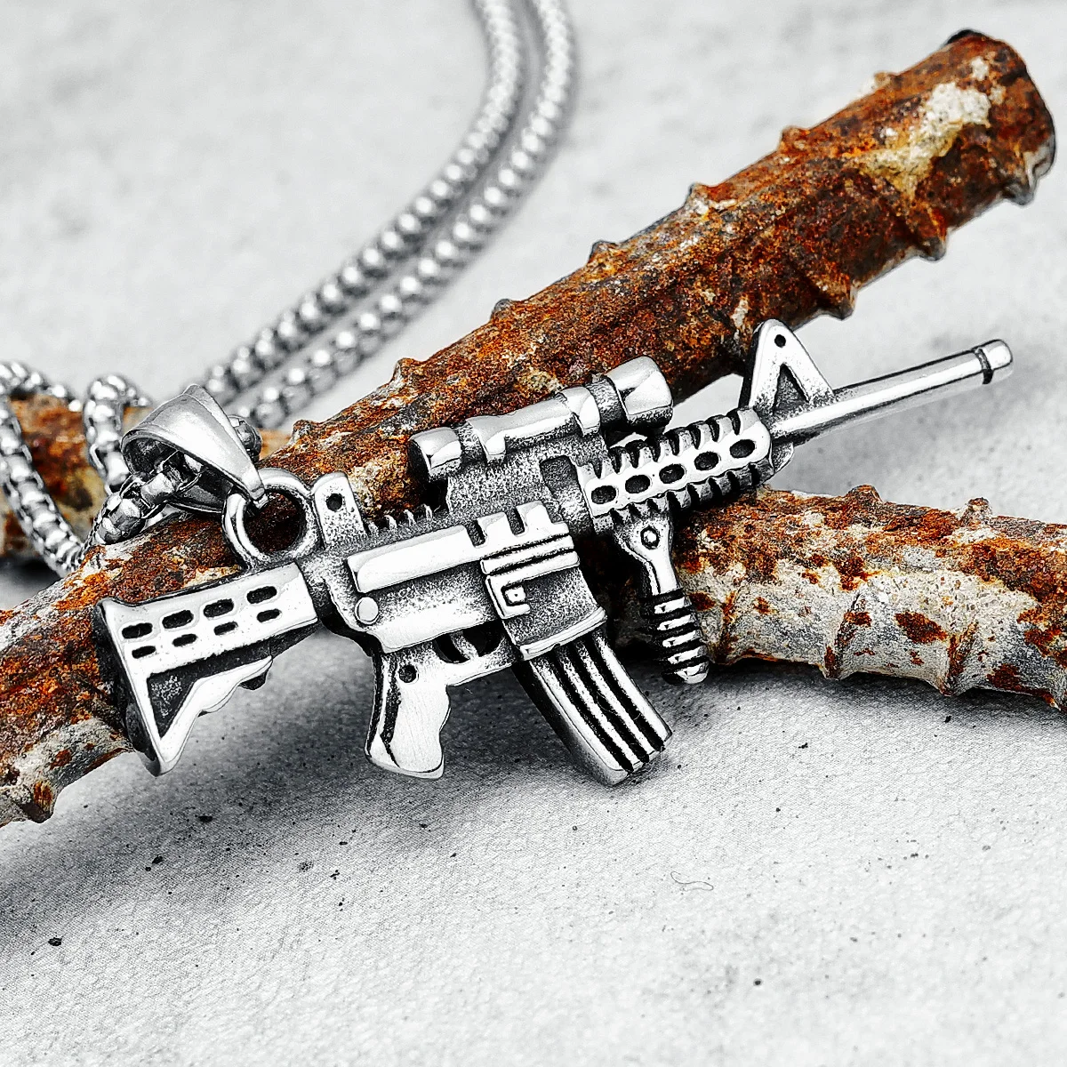Hip-Hop-Rap-Carbine-Necklace-316L-Stainless-Steel-Men-M16-M4-Pendant ...