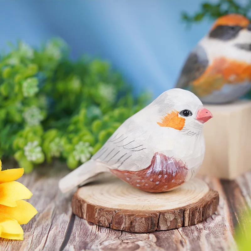 Nordic-Style-Wooden-Little-Fat-Bird-Statue-Handmade-Wood-Carving ...