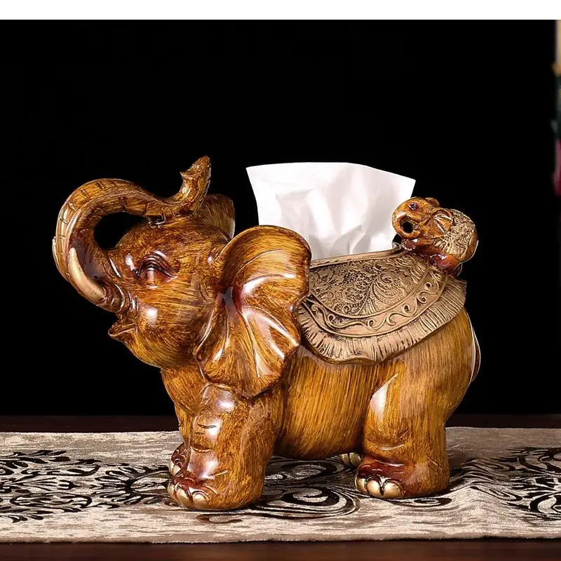 American-Retro-Elephant-Tissue-Box-Household-Living-Room-Pumping-Wood ...