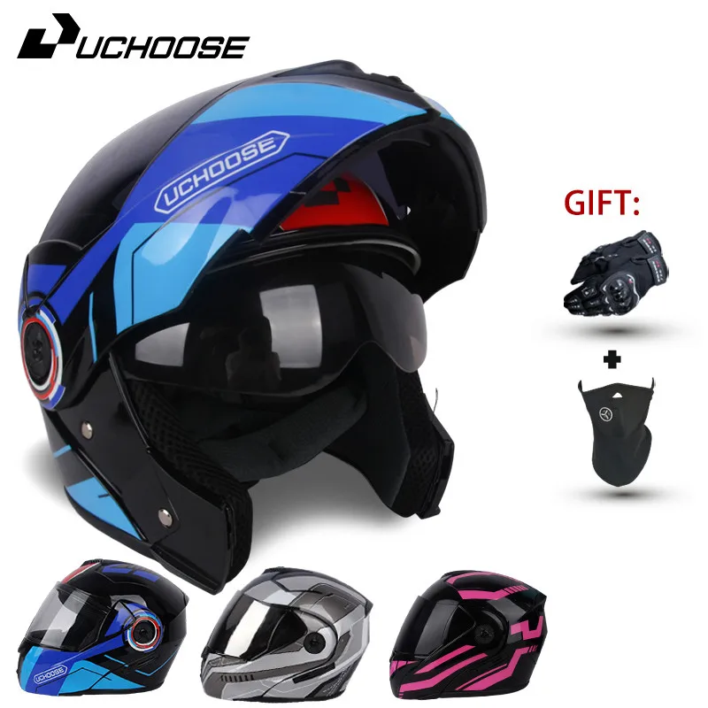 Uchoose Unisex Motorcycle Helmet DOT Certification Double Lens Cross ...