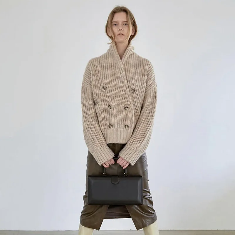 Veste-pull-double-boutonnage-pour-femme-100-laine-automne-et-hiver ...