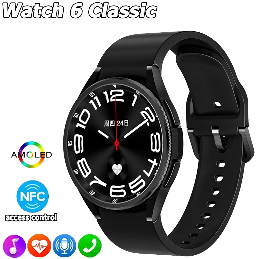 2024-New-in-Watch-6-Classic-NFC-Smartwatch-BT-Call-AMOLED-Display-Blood ...