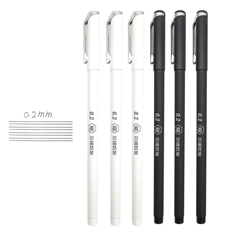 4 pcs/lot 0.2mm Fine Gel Pens White Black Finance Needle Pens for ...