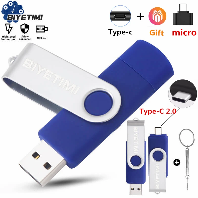 Biyetimi unidad Flash Usb tipo C, pendrive de 2,0, 128, 64 y 16gb, para ...
