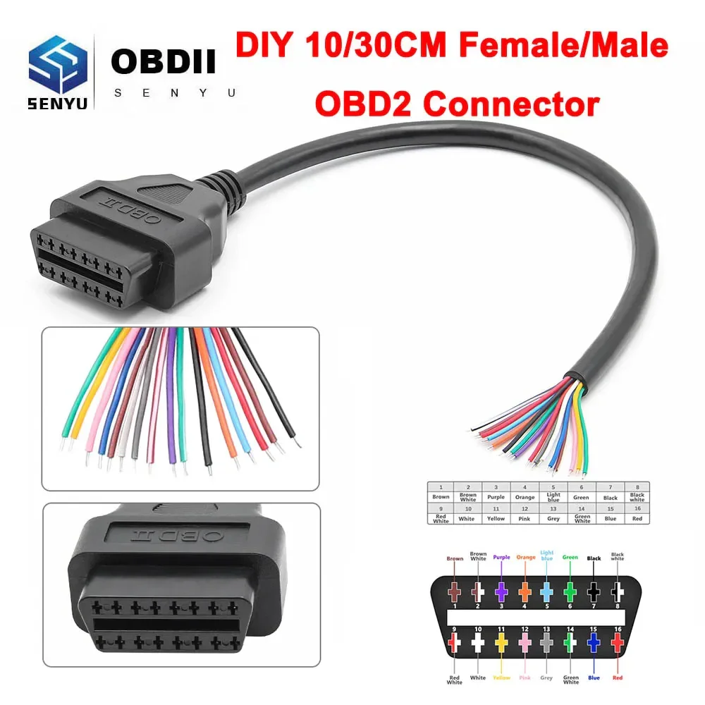 10 30cm 16pin Female to Male DIY OBD 2 OBD2 Auto Extension Cable 10 30cm 16pin Female to Male DIY OBD 2 OBD2 Auto Extension Cable