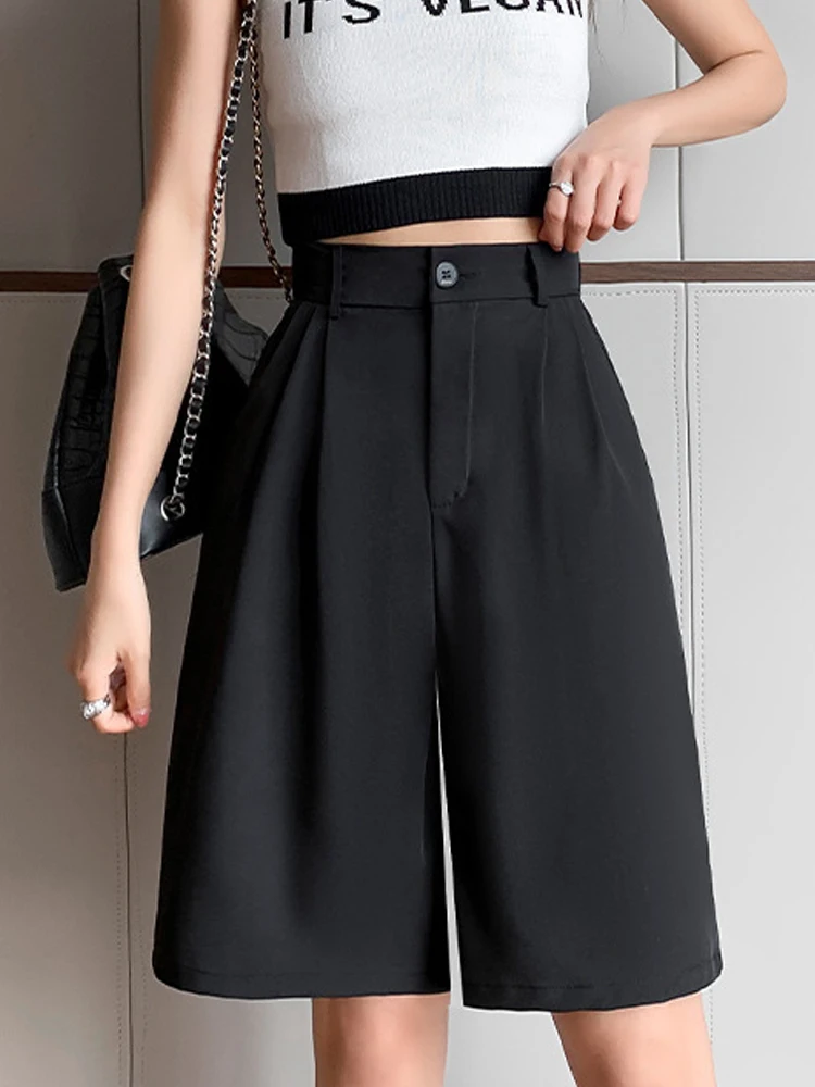 Casual High Waist Wide Leg Suits Shorts Womens Summer Office Lady Loose ...