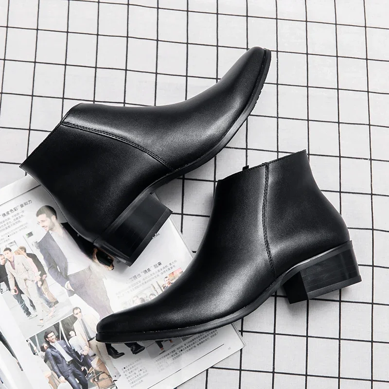 Botines-de-cuero-genuino-para-hombre-zapatos-b-sicos-con-cremallera ...