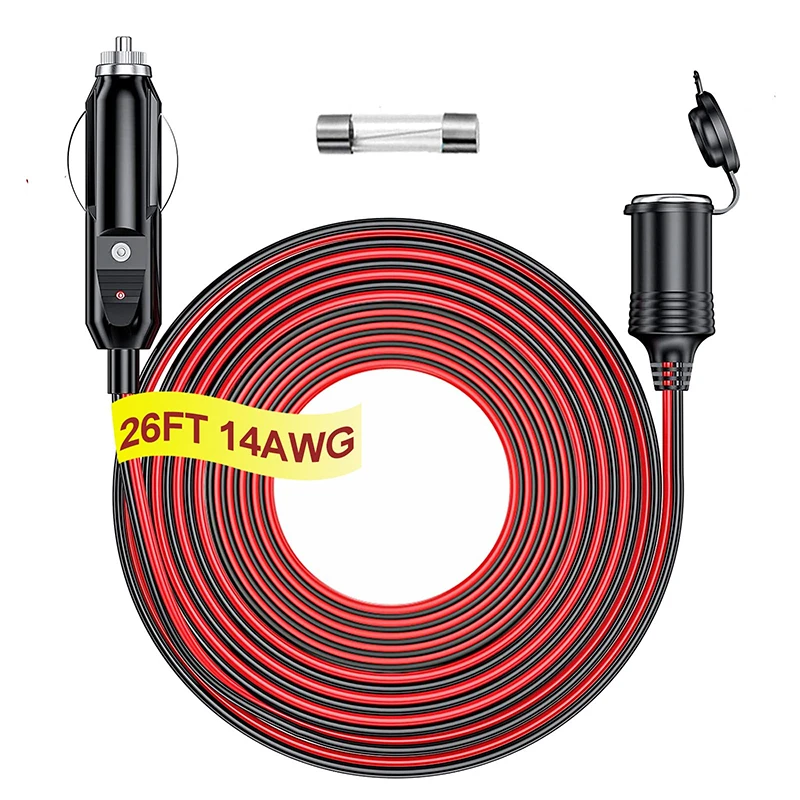 12V 24V 15A/20A Car Cigarette Lighter Extension Cord 8M 14AWG/16AWG Car ...