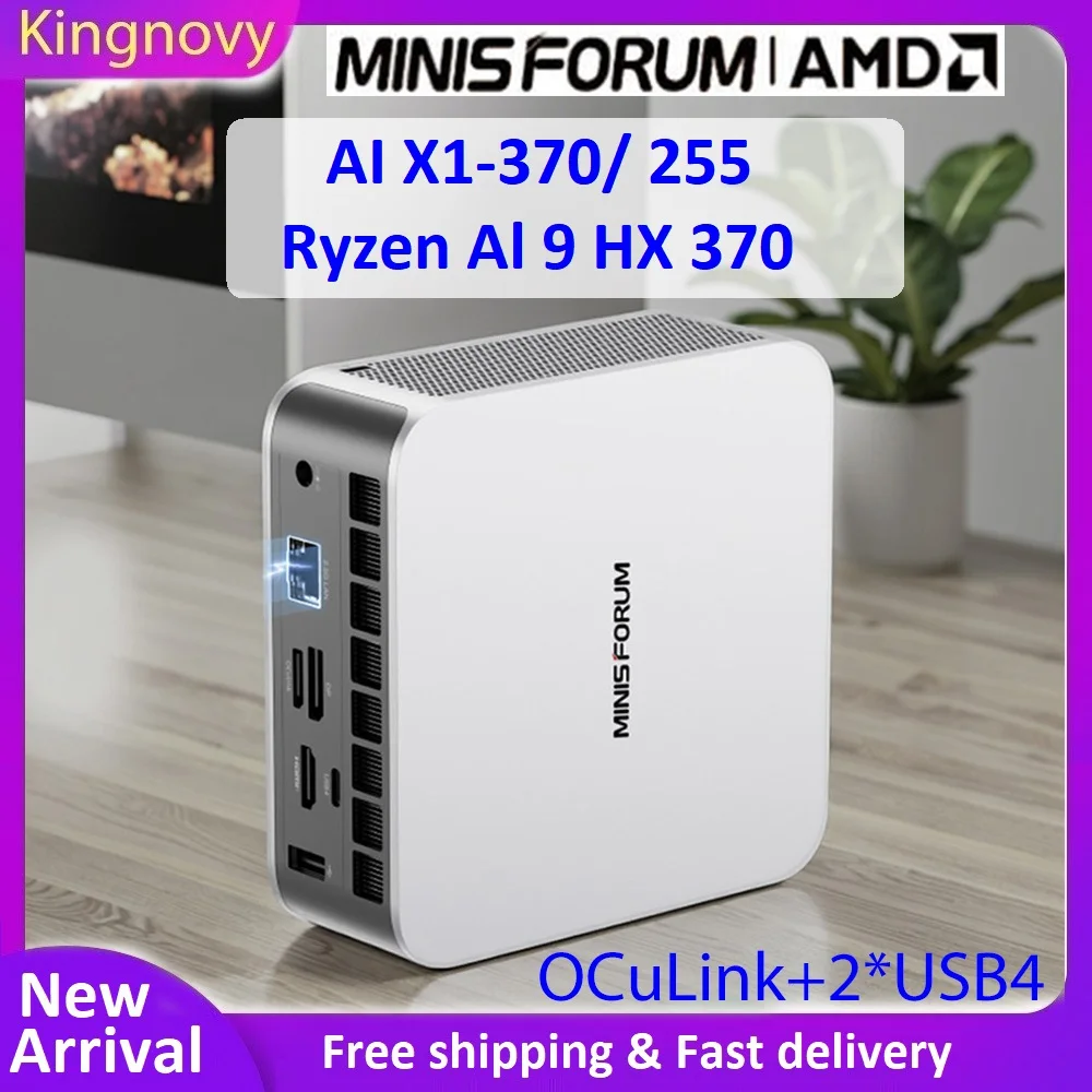 MINISFORUM AI X1 370 255 Mini PC Gamer AMD Ryzen AI 9 HX 370 R7 255 ...