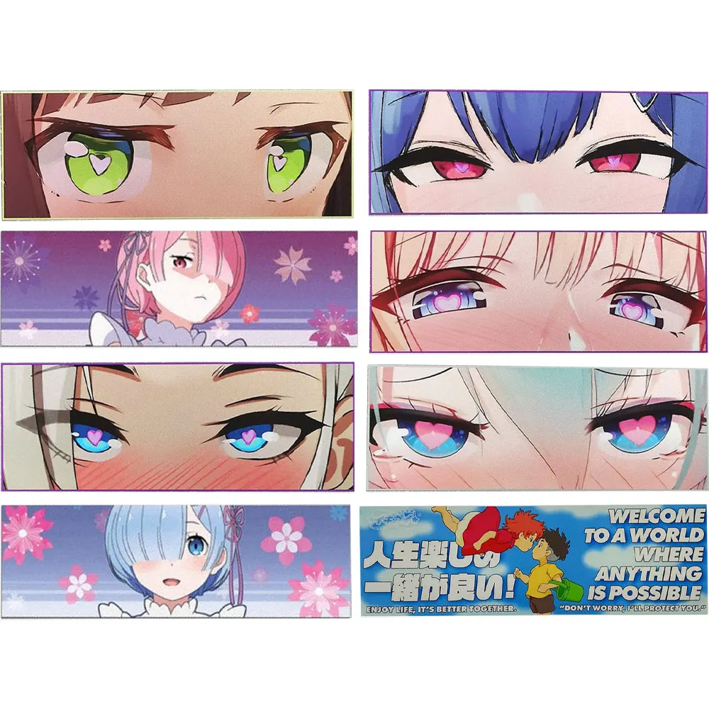 8PCS-JDM-Japanese-Girl-Eyes-Anime-Light-Reflective-Sticker-External ...