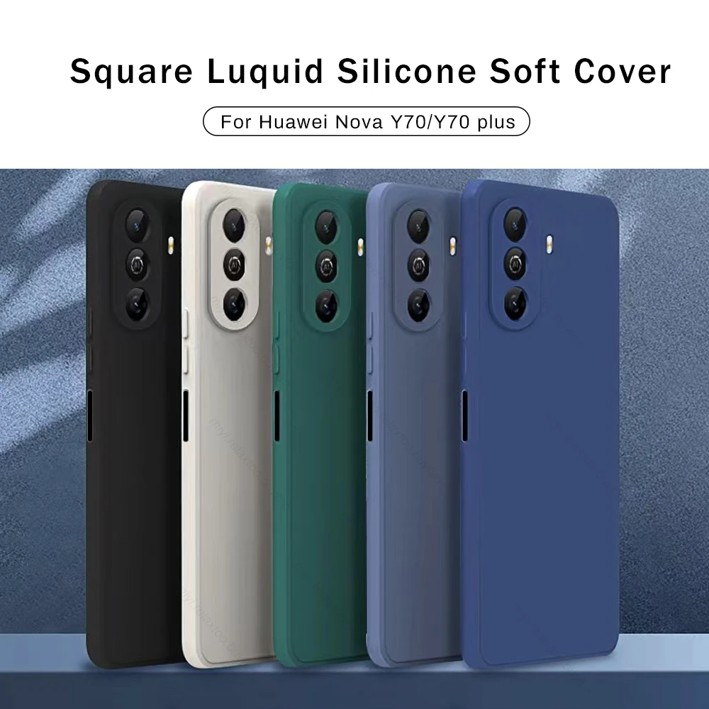 Hauwei Nova Y70 Case Square Liquid Silicone Back Cover For Huawei Nova ...