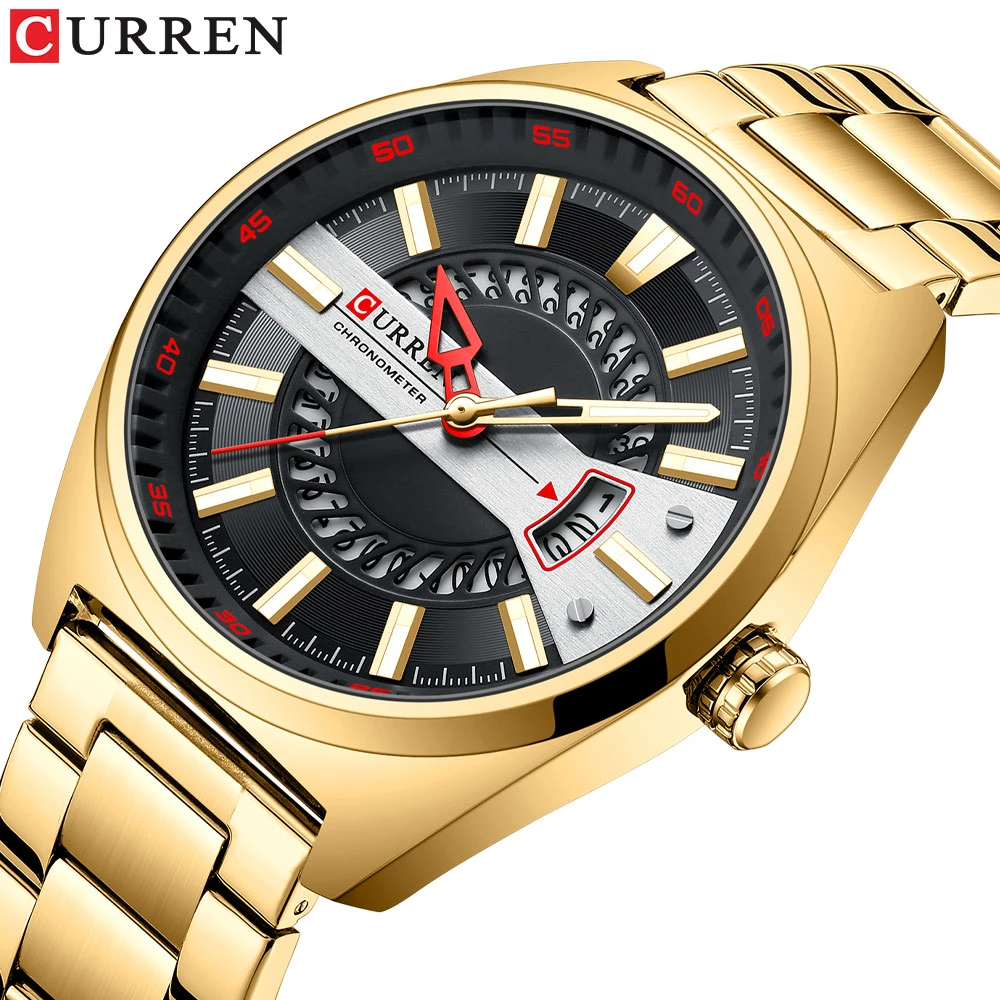 CURREN Men Watch Stainless Steel Band Luxury Quartz Wristwatches for ...