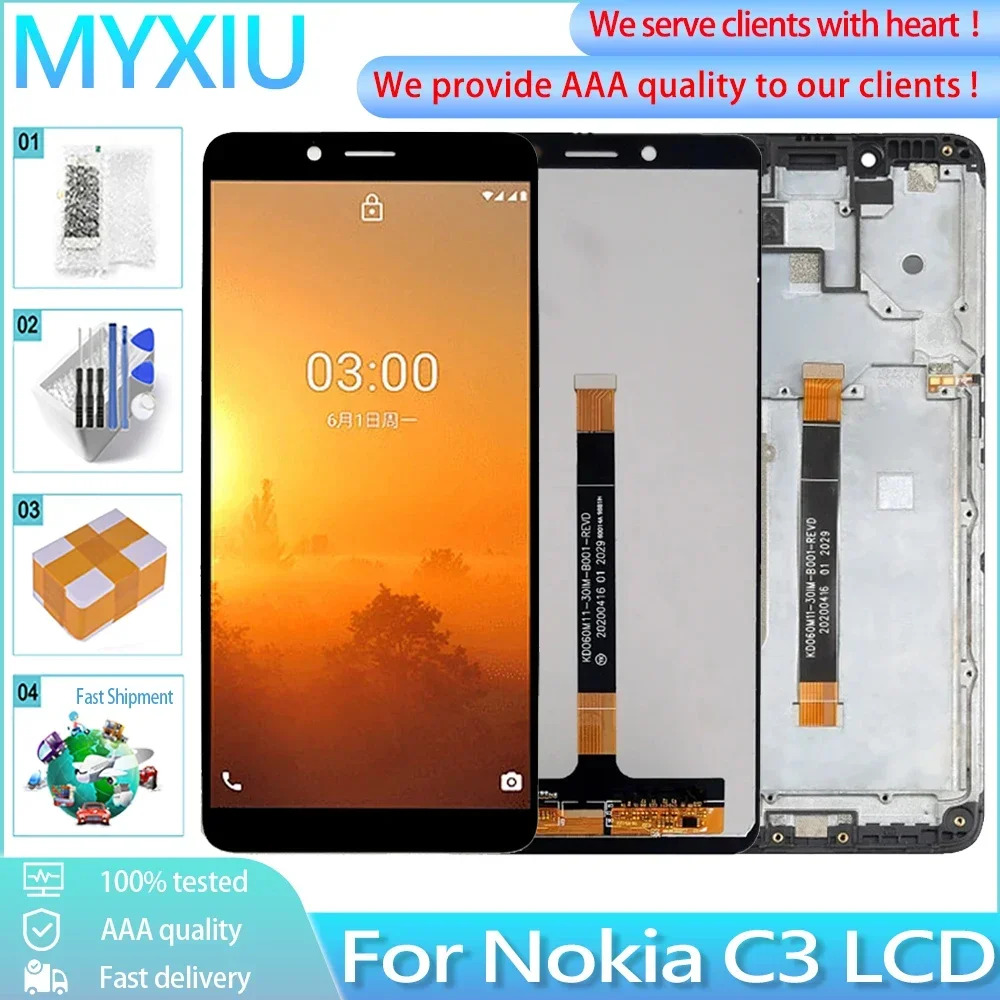 5-99-Original-Quality-For-Nokia-C3-LCD-Display-Touch-Screen-With-Frame ...