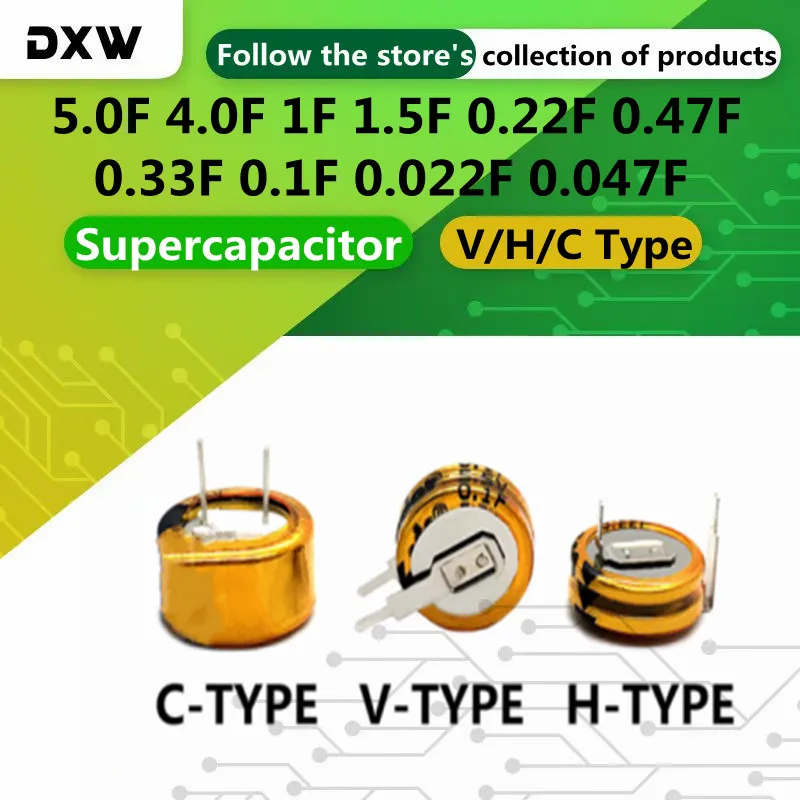 2PCS/Lot Supercapacitor 5.5V 5.0F 4.0F 1F 1.5F 0.22F 0.47F 0.33F 0.1F 0.022F 0.047F Button Type ...