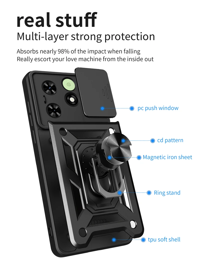 Tecno Spark GO 2024 Protective Case with Slide Camera Cover and ...