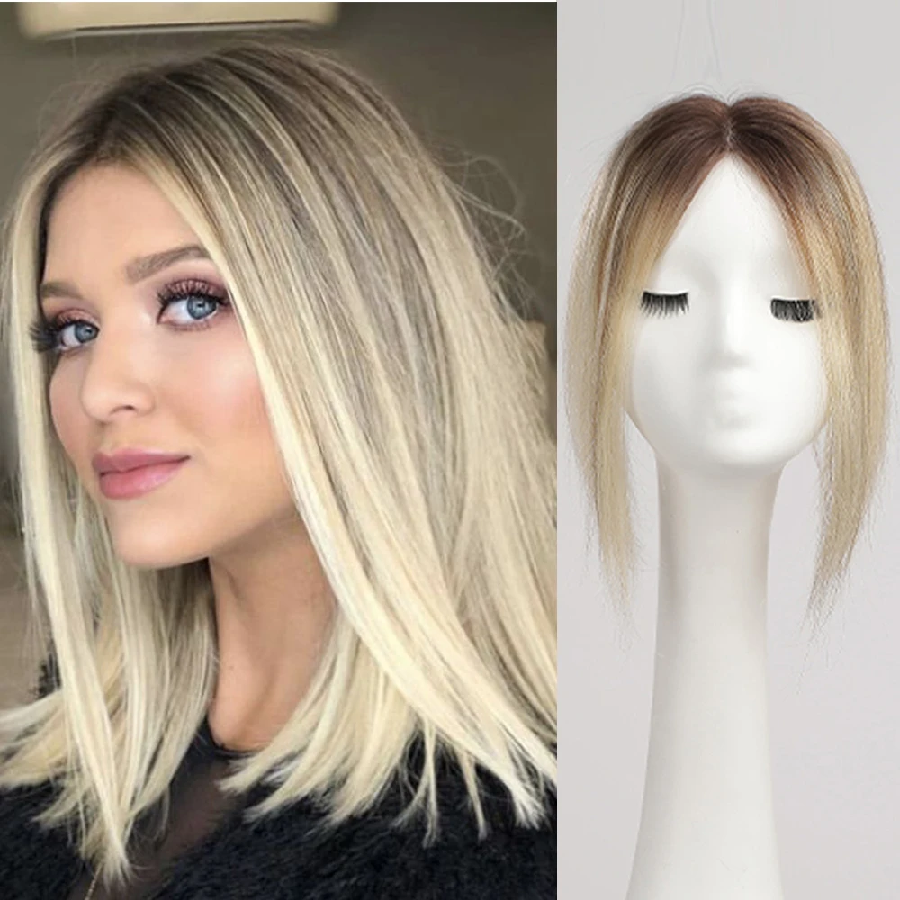 Remy-Human-Hair-Toppers-Clips-in-Hair-Brown-Blonde-Ombre-Lace-Base ...