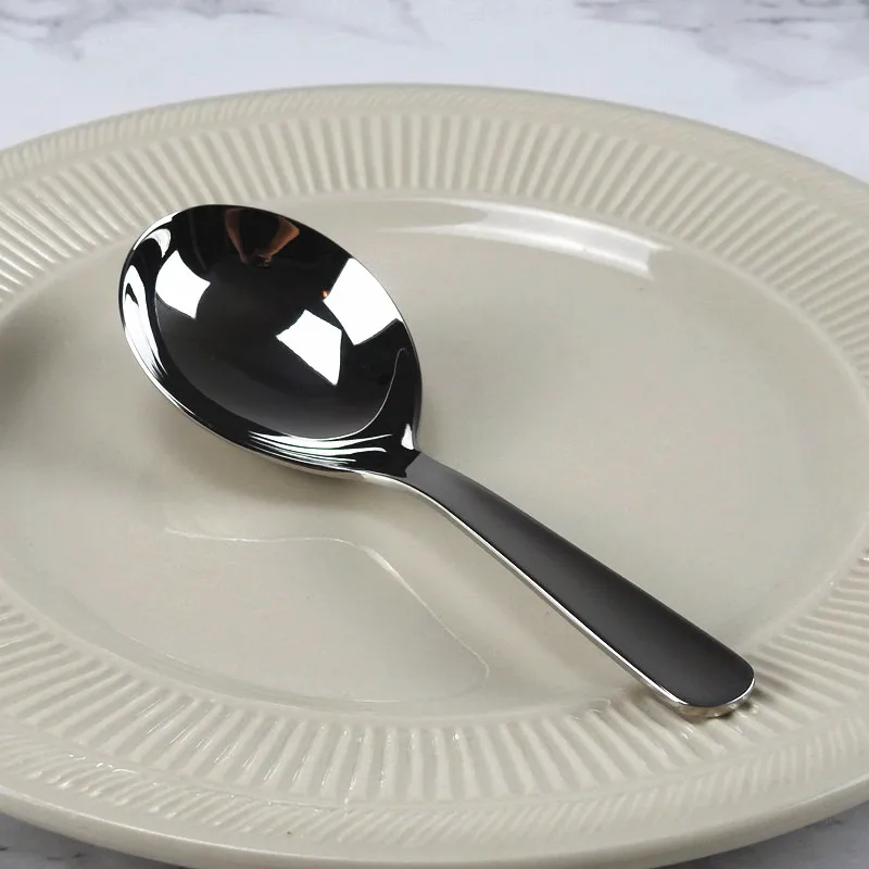 Stainless Steel Soup Drinking Spoon Short Handle Big Head Deep Soup ...